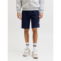 Jack & Jones Sweatshorts JACK & JONES "JPSTGORDON ALLIANCE SWEAT SHORTS", Herren, Gr. L, N-Gr, navy blazer, angeraute Sweatware, Obermaterial: 60% Baumwolle, 40% Polyester, unifarben, regular fit, Hosen Sweatshorts