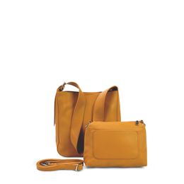 Schultertasche Harpa "BIDDY", Damen, Gr. B/H/T: 10cm x 31cm x 30cm, gelb, Polyurethan (PU), unifarben, Taschen Schultertasche, im Set mit kleiner Umh&auml;ngetasche