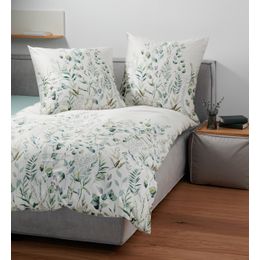 Bettw&auml;sche Janine "Mako-Satin98123 06", gr&uuml;n, B/L: 135cm x 200cm, 1 Stk., 1 Stk., Mako-Satin, B/L: 80cm x 80cm, Mako-Satin, Obermaterial: 100% Baumwolle, Bettw&auml;sche, Bettw&auml;sche, mit Reissverschluss