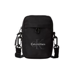 Umh&auml;ngetasche Calvin Klein "BOLD LOGO NYLON SLIM REPORTER", Damen, Gr. B/H/T: 14cm x 18cm x 5cm, schwarz, Nylon, unifarben, Taschen Umh&auml;ngetasche, Mini Bag, Schultertasche unisex, mit CK-Logo