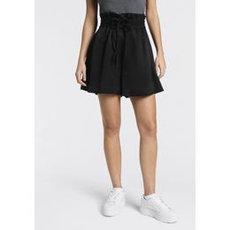 Shorts BOSS Orange "Tacolina Premium Damenmode", Damen, Gr. 34, N-Gr, schwarz 001, Web, Obermaterial: 80% Viskose, 20% Leinen, unifarben, kurz, Hosen Shorts, High Waist mit doppeltem Bindeband, Paperbag-Look