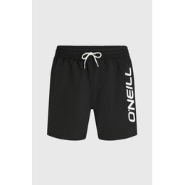 O`Neill Badeshorts O'NEILL "CALI 16'' SWIMSHORTS", Herren, Gr. L, N-Gr, schwarz out, Obermaterial: 100% Polyester, Badehosen Badeshorts, mit seitlichen Eingrifftaschen und Ges&auml;&szlig;tasche, mit Stickerei am Bein