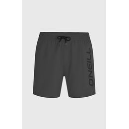 O`Neill Badeshorts O'NEILL "CALI 16'' SWIMSHORTS", Herren, Gr. L, N-Gr, asphalt, Obermaterial: 100% Polyester, Badehosen Badeshorts, mit seitlichen Eingrifftaschen und Ges&auml;&szlig;tasche, mit Stickerei am Bein