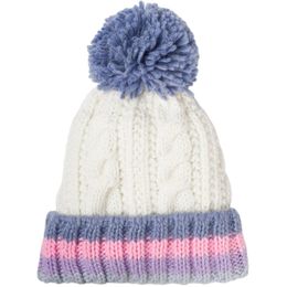 Strickm&uuml;tze styleBREAKER "Kinder Strick Bommelm&uuml;tze Zopfmuster", Jungen, wei&szlig; (creme, blau), 6% Nylon NY. 81% Polyacryl PAN. 9% Polyamid PA. 4% Wolle WO., Modisch, M&uuml;tzen Strickm&uuml;tze