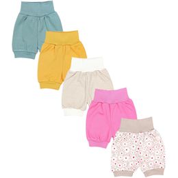 Pumphose TUPTAM "Pumphose Baby M&auml;dchen Sommershorts 5er Set", M&auml;dchen, Gr. 62, N-Gr, gelb (blumen streifen beige himbeere senf salbei), Obermaterial: 100% Baumwolle CO., Hosen