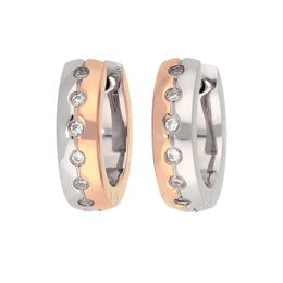 Paar Creolen TITANIA "Titancreolen", grau (titanfarben), Ohrringe, Damen, Titan, bicolor mit Zirkonia