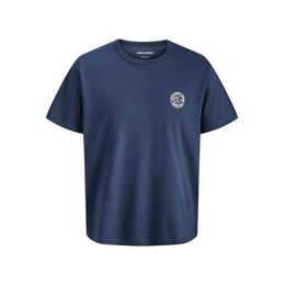 Jack & Jones T-Shirt JACK & JONES JUNIOR "JJALLIANCE TEE SS CREW NECK JNR", Jungen, Gr. 152, navy blazer, Single Jersey, Obermaterial: 100% Baumwolle, bedruckt, relaxed fit normal, Rundhals, Shirts T-Shirt, mit rundem Logopatch