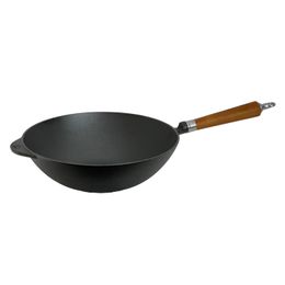 Wok RONNEBY BRUK "Maestro Wokpfanne, &Oslash; 32 cm, mit Holzgriff", schwarz, mit buchenholzgriff, B:32cm H:13,5cm L:59cm, Pfannen, Wok