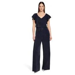 Overall Vera Mont "Damen im Glitzer-Look", Damen, Gr. 46, Normalgr&ouml;&szlig;en, dunkelblau, grau, Obermaterial: 86% Polyamid, 9% Polyester, 5% Elasthan; Futter: 100% Polyester, figurbetont, V-Ausschnitt, Overalls Overall