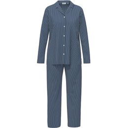 Seidensticker Pyjama in Dunkelblau/ Wei&szlig; - 58% | Gr&ouml;&szlig;e 42 | Damen-loungewear