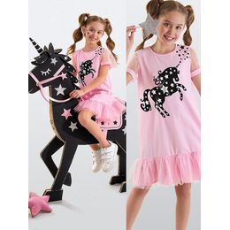 Denokids Kleid "Stars&Unicorn" in Rosa - 67% | Gr&ouml;&szlig;e 128 | Kinderkleider