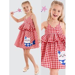 Denokids Kleid "Sea Cat" in Rot/ Wei&szlig; - 68% | Gr&ouml;&szlig;e 110 | Kinderkleider