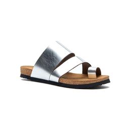 Comfortfusse Leder-Zehentrenner in Silber - 60% | Gr&ouml;&szlig;e 40 | Damen-sandalen