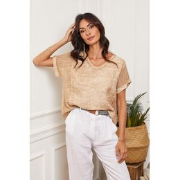 Fleur de Lin Leinen-Shirt "Fabioza" in Beige - 76% | Gr&ouml;&szlig;e M | Damen-tops
