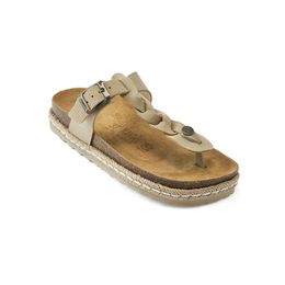 Mandel Leder-Zehentrenner in Beige - 67% | Gr&ouml;&szlig;e 37 | Damen-sandalen