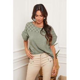 Fleur de Lin Shirt "Lutarce" in Khaki - 72% | Gr&ouml;&szlig;e M | Damen-tops