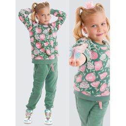 Denokids 2tlg. Outfit "Flower Garden" in Gr&uuml;n - 62% | Gr&ouml;&szlig;e 134 | Kinder-sweatshirts-jacken