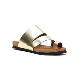 Comfortfusse Leder-Zehentrenner in Gold - 59% | Gr&ouml;&szlig;e 41 | Damen-sandalen