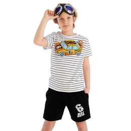 Denokids 2tlg. Outfit "Racer 06" in Wei&szlig;/ Schwarz - 68% | Gr&ouml;&szlig;e 122 | Kinder-oberteile