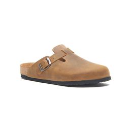 Comfortfusse Leder-Clogs in Hellbraun - 64% | Gr&ouml;&szlig;e 41 | Damen-pantoletten