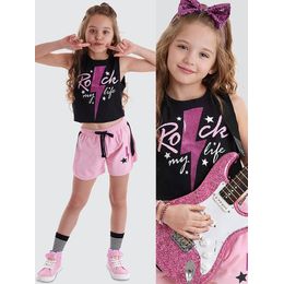 Denokids 2tlg. Outfit "Rock Life" in Schwarz/ Rosa - 63% | Gr&ouml;&szlig;e 134 | Kinder-oberteile