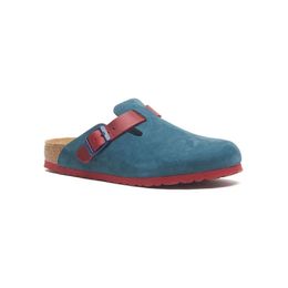 Comfortfusse Leder-Clogs in Dunkelblau/ Rot - 60% | Gr&ouml;&szlig;e 42 | Damen-pantoletten