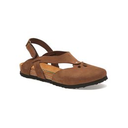 Comfortfusse Leder-Halbsandalen in Hellbraun - 60% | Gr&ouml;&szlig;e 36 | Damen-sandalen