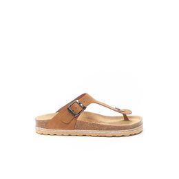 Mandel Leder-Zehentrenner "Blanca" in Hellbraun - 61% | Gr&ouml;&szlig;e 37 | Damen-sandalen