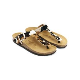 Mandel Leder-Zehentrenner "Blanca" in Hellbraun/ Wei&szlig; - 59% | Gr&ouml;&szlig;e 36 | Damen-sandalen