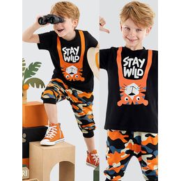 Denokids 2tlg. Outfit "Stay Wild" in Schwarz/ Bunt - 71% | Gr&ouml;&szlig;e 122 | Kinder-oberteile