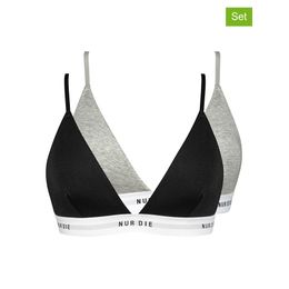 Nur Die 2er-Set: Soft-BH in Schwarz/ Grau - 33% | Gr&ouml;&szlig;e 48/50 | Damen-bhs