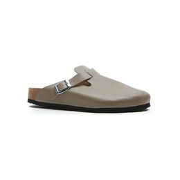 Comfortfusse Leder-Clogs in Grau - 62% | Gr&ouml;&szlig;e 38 | Damen-pantoletten