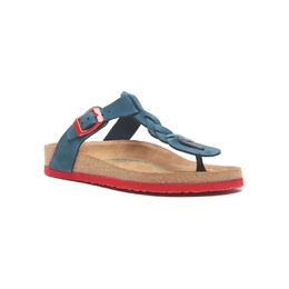 Comfortfusse Leder-Zehentrenner in Blau/ Rot - 65% | Gr&ouml;&szlig;e 40 | Damen-sandalen