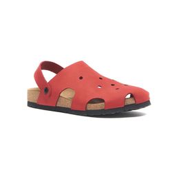 Comfortfusse Leder-Clogs in Rot - 60% | Gr&ouml;&szlig;e 39 | Damen-pantoletten