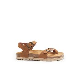 Mandel Leder-Zehentrenner "Eisa" in Hellbraun - 51% | Gr&ouml;&szlig;e 38 | Damen-sandalen