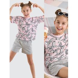 Denokids 2tlg. Outfit "Unicorn Gang" in Rosa/ Grau - 69% | Gr&ouml;&szlig;e 122 | Kinder-oberteile