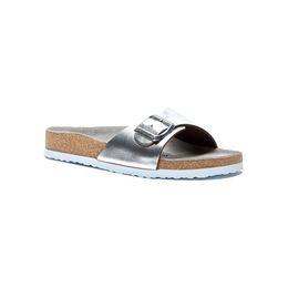 Comfortfusse Leder-Pantoletten in Silber - 56% | Gr&ouml;&szlig;e 38 | Damen-pantoletten
