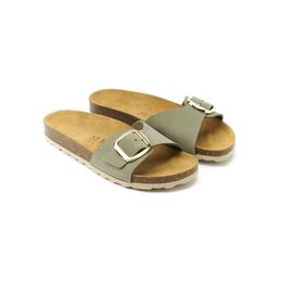 Mandel Leder-Pantoletten "Agata" in Khaki - 56% | Gr&ouml;&szlig;e 39 | Damen-pantoletten