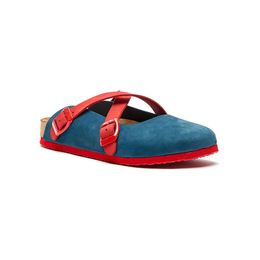 Comfortfusse Leder-Clogs in Dunkelblau/ Rot - 63% | Gr&ouml;&szlig;e 36 | Damen-pantoletten