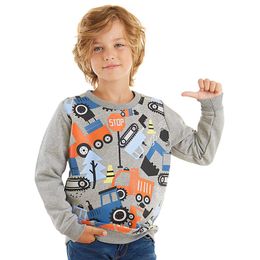 Denokids Sweatshirt "Vehicles" in Grau - 70% | Gr&ouml;&szlig;e 116 | Kinder-sweatshirts-jacken