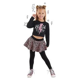 Denokids 2tlg. Outfit "Rock Life" in Schwarz - 70% | Gr&ouml;&szlig;e 134 | Kinder-longsleeves