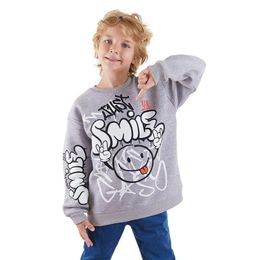 Denokids Sweatshirt "Just Smile" in Grau - 70% | Gr&ouml;&szlig;e 104 | Kinder-sweatshirts-jacken