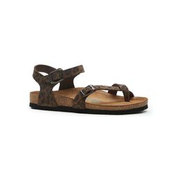 Comfortfusse Leder-Zehensandalen in Braun/ Schwarz - 62% | Gr&ouml;&szlig;e 36 | Damen-sandalen