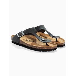 BACKSUN Leder-Zehentrenner "Singapore" in Grau - 66% | Gr&ouml;&szlig;e 36 | Damen-sandalen