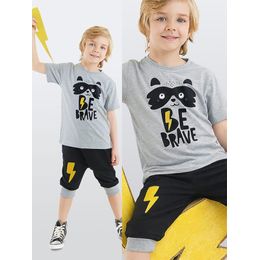 Denokids 2tlg. Outfit "Brave Boy" in Schwarz/ Grau - 68% | Gr&ouml;&szlig;e 110 | Kinder-oberteile