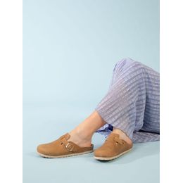 BACKSUN Leder-Pantoletten "Oslo" in Camel - 66% | Gr&ouml;&szlig;e 42 | Damen-pantoletten