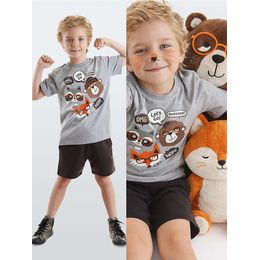 Denokids 2tlg. Outfit "Three Friends" in Grau/ Schwarz - 69% | Gr&ouml;&szlig;e 98 | Kinder-oberteile