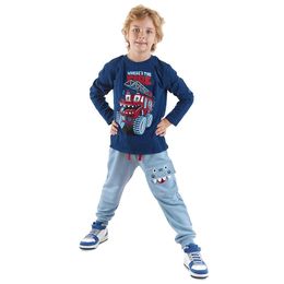 Denokids 2tlg. Outfit "Monster" in Blau - 71% | Gr&ouml;&szlig;e 104 | Kinder-longsleeves