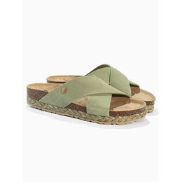 BACKSUN Leder-Pantoletten "Lauren" in Khaki - 64% | Gr&ouml;&szlig;e 42 | Damen-pantoletten