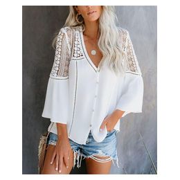 Milan Kiss Bluse in Creme - 68% | Gr&ouml;&szlig;e M | Damen-blusen